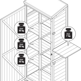 Tchibo - Velká zahradní skříň se sklopnou boční policí - barva: hnědá
