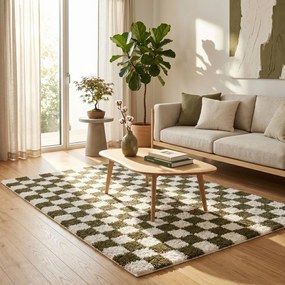 Tmavě zelený/krémový koberec 80x150 cm Grida – ESTE