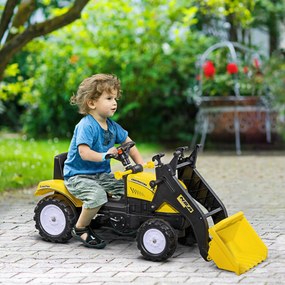 HOMCOM Sedací bagr s úložným prostorem, jezdící bagr s lopatou, šlapací traktor, smykem řízený bagr na písek, dětský bagr, smykem řízený bagr, bagr s…