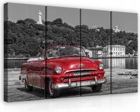 Obraz 120x80 Klasický vintage automobil červený kabriolet Kuba Havana