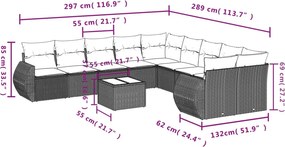 11dílná zahradní sedací souprava s poduškami černá polyratan 3254253