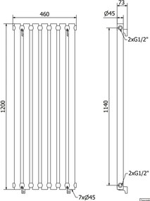 Mexen Texas dekorativní radiátor 1200 x 460 mm, 659 W, bílý - W203-1200-460-00-20