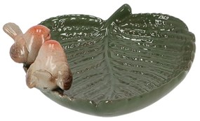 Napajedlo pro ptáky Leaf, 19x21 cm, keramika, zelená