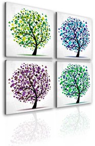 Malvis ® Obraz srdíčkové stromy ročních období Velikost (šířka x výška): 40x40 cm
