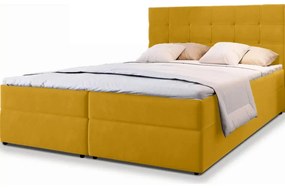 Čalouněná postel boxspring GLORIEN 160x200 cm hořčicová Matrace: Matrace Bonell pružinová