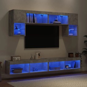 vidaXL 6dílná obývací stěna s LED kompozitní dřevo [3216707] Barva: hnědý dub