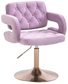 LuxuryForm DESIGN Otočná židle ADRIA VELUR na zlatém talíři - levandule