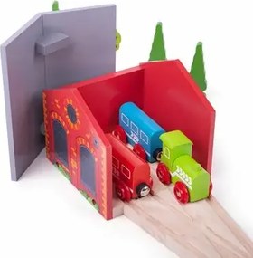 Bigjigs Rail Cihlové depo pro dva vláčky / od 3 let