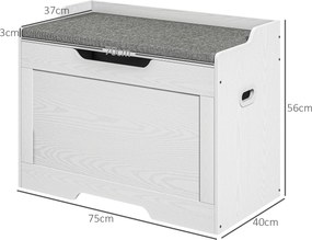 HOMCOM 103 litrová úložná truhla s víkem, sedák, sedací truhla s úložným prostorem, odnímatelný sedák, do obývacího pokoje, ložnice, bílá | Aosom