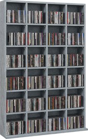 HOMCOM Úložný prostor na CD a DVD, multimediální úložná jednotka se 24 přihrádkami, maximální kapacita 480 CD/312 DVD, dřevěná knihovna s nastaviteln…
