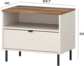 Noční stolek 1Š (EO15) kašmír / dub castello Evo