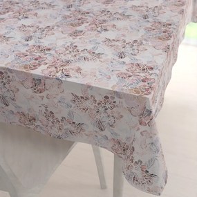 Biante Dekorační obdélníkový ubrus Rongo RGP-501 Růžovo-fialkové květy na bílém 140x220 cm