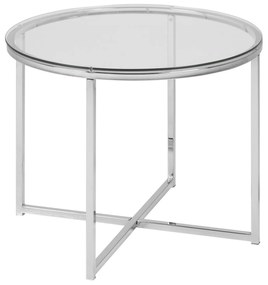 Kulatý konferenční stolek se skleněnou deskou 55 cm Stříbrný SASS