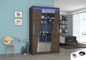 Posuvná skříň se zrcadlem a LED osvětlením TEXAS 120 choco