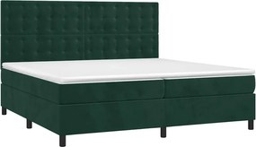 Box spring postel s matrací tmavě zelená 200x200 cm samet 3143286