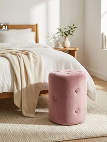 Sinsay - Čalouněný puf s ozdobnými knoflíky - pastelová růžová