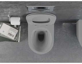 Mexen Lena WC mísa Rimless s WC deskou slim, duroplast, světle šedá matná, 30224061