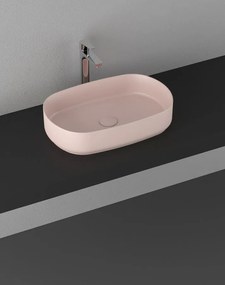Isvea Sapho INFINITY OVAL keramické umyvadlo na desku 55 x 36 cm růžová Salmon 10NF65055-2S