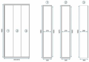 Posuvné sprchové dveře REA ALEX 90 cm pro instalaci do niky, černé/transparent - bez vaničky