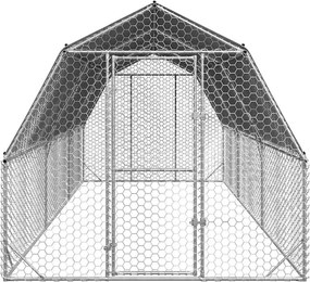 Výběh pro slepice se střechou 2,5x6x2,25 m pozinkovaná ocel 3328522