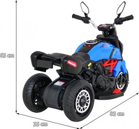 Ramiz Motorka Fast Tourist na baterie pro děti modrá + audio + světla + ekokůže