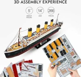 CubicFun 3D puzzle Titanic - LED / 266 dílů / 87.9 x 9.6 x 29.4 cm / o