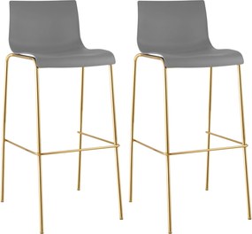 Sada 2 barových židlí Hoover plast čtyřnohá konstrukce Gold – šedá