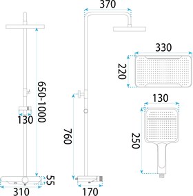 Rea Bari, sprchový set s hlavovou a ruční sprchovou hlavicí, černá matná, REA-P0891