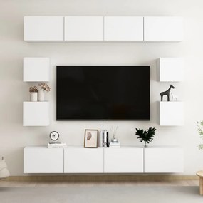 8dílný set TV skříněk bílý dřevotříska 3078649