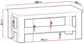 Konferenční stolek ALZEY 2 - borovice andersen / dub lefkas tmavý