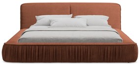 Čalouněná dvoulůžková postel v terakotové barvě s úložným prostorem s roštem 180x200 cm Keoni – Makamii