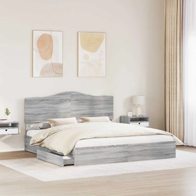 Postel s úložným prostorem se zásuvkou Šedá Sonoma 180 x 200 cm 3413483