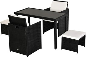 Outsunny polyratanový jídelní set 11 ks s polštáři černý, odolný proti povětrnostním vlivům a elegantní pro zahradu a terasu | Aosom.de