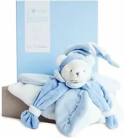 Doudou Dárková sada - Plyšový muchláček modrý medvídek 24 cm / od 0 le