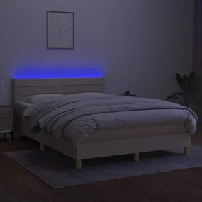 Box spring postel s matrací a LED krémová 140x200 cm textil 3133802