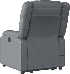 Zvedací masážní polohovací křeslo šedé umělá kůže 3205160