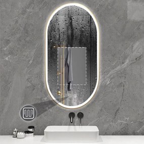 Tutumi Oválné zrcadlo 50x100 cm s vyhříváním a regulovatelným LED osvětlením HOM-02506