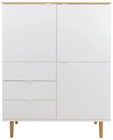 Vysoká komoda v dekoru dubu v bílo-přírodní barvě 109x137 cm Skagen – Tenzo