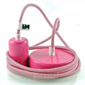 Lak 1-závěsná žárovka růžová, šňůra růžovobílá IMINDESIGN IMIN1-pinky