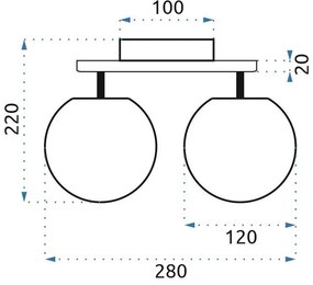Toolight - Stropní lampa Glamour 2xE27 60W APP671-2C, chromová OSW-05641