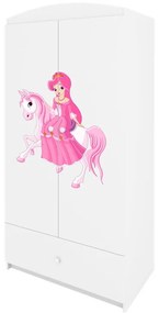 Dětská skříň Babydreams 90 cm princezna na koni bílá