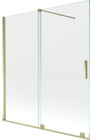 Mexen Velar, 2-křídlová posuvná vanová zástěna 150 x 150 cm, 8mm čiré sklo, zlatý lesklý profil, 896-150-000-01-50