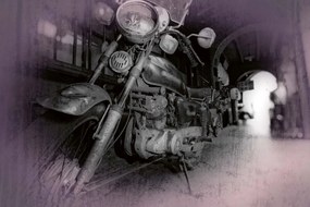 DIMEX | Samolepicí vliesová fototapeta na zeď Starý retro motocykl MA-5-2793 | 375 x 250 cm | bílá, černá