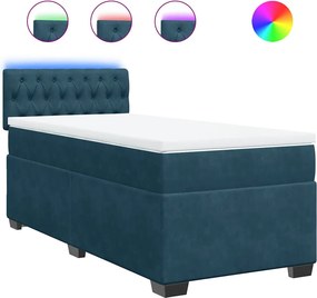 Box spring postel s matrací modrá 90 x 190 cm samet 3288496