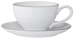 Bloomingville Kameninový šálek s podšálkem Emily šedá barva bílá barva keramika 390 ml
