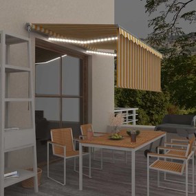 Ručně zatahovací markýza s roletou a LED 3,5 x 2,5 m žlutobílá 3069403