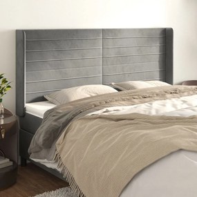 Čelo postele typu ušák světle šedé 183x16x118/128 cm samet 3119780