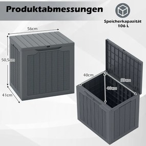 Costway Venkovní úložný box 96 L palubní box s uzamykatelným víkem a šedým