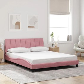 Rám postele bez matrace Hanko růžový 160x200 cm samet 3207860