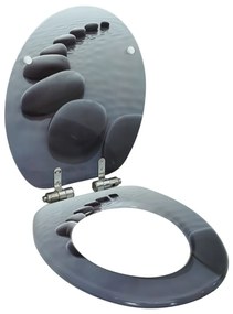 vidaXL WC sedátko s funkcí pomalého sklápění MDF motiv kamenů